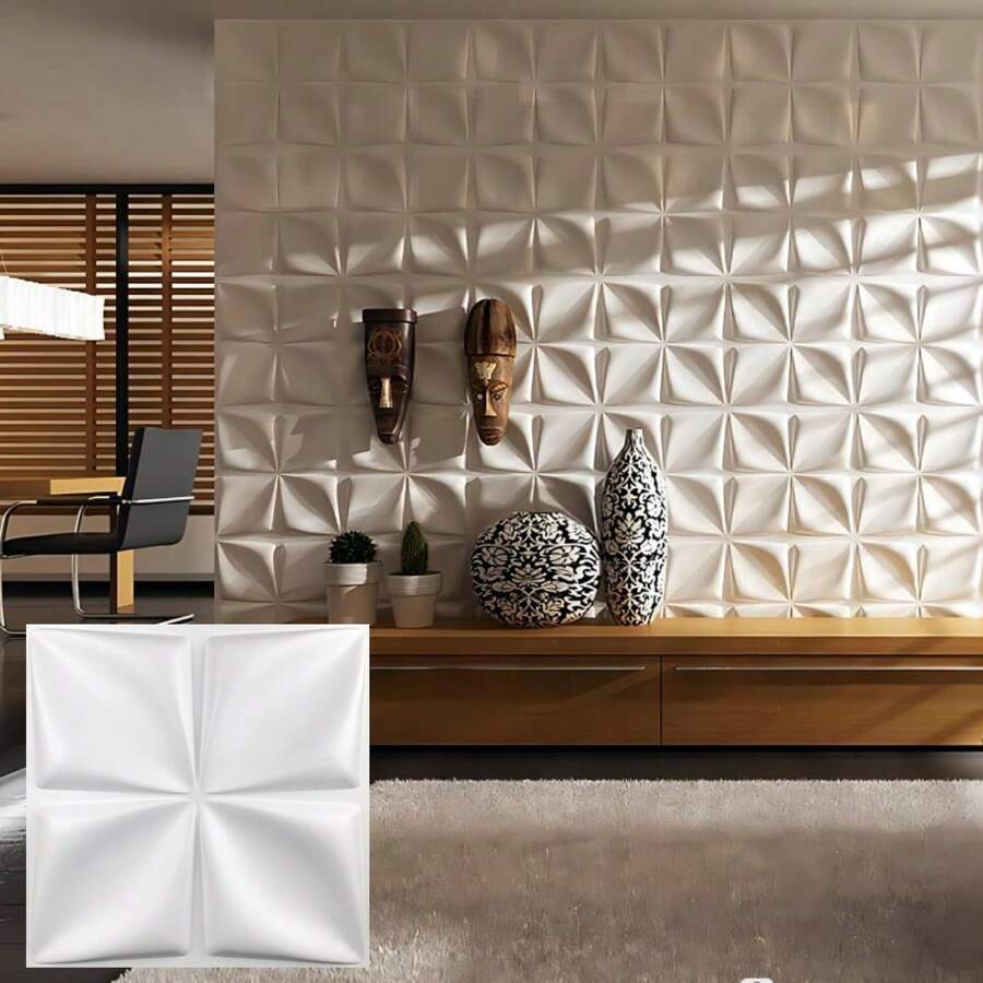 Panel de pared 3D Flor en forma de diamante PVC de alta resistencia Impermeable Resistente al ...