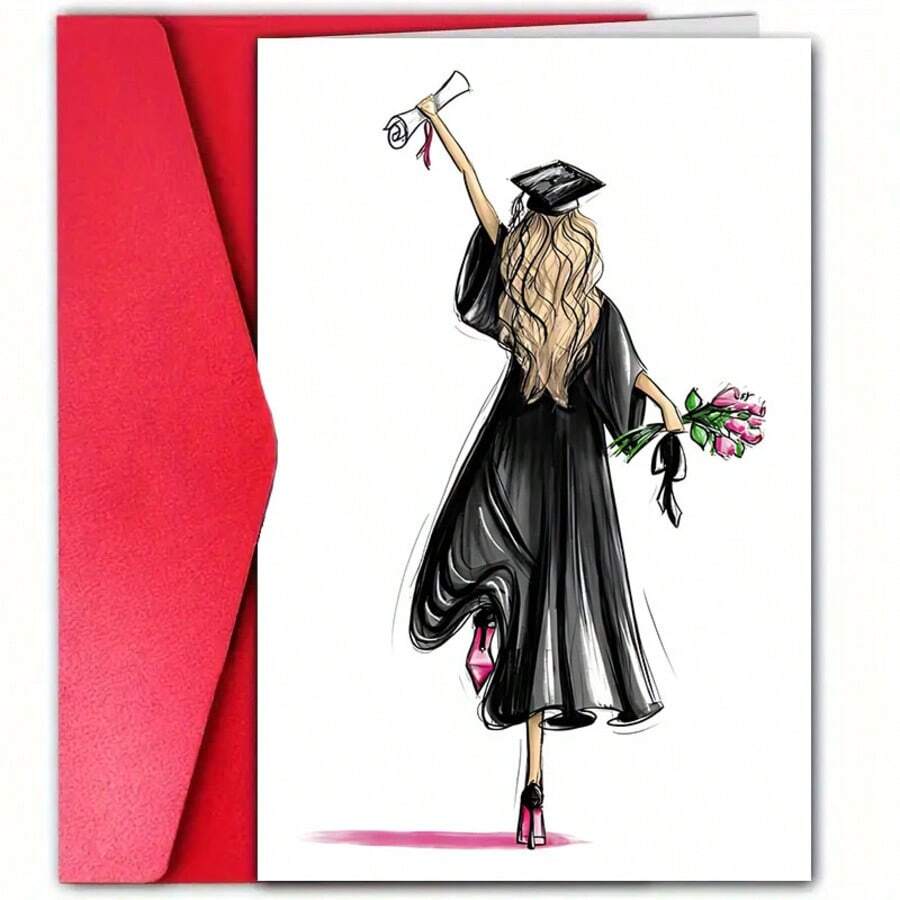 [Elegant Graduation Card] Premium Elegant 1pc Graduation Greeting Card With Envelope, 12cm X ...