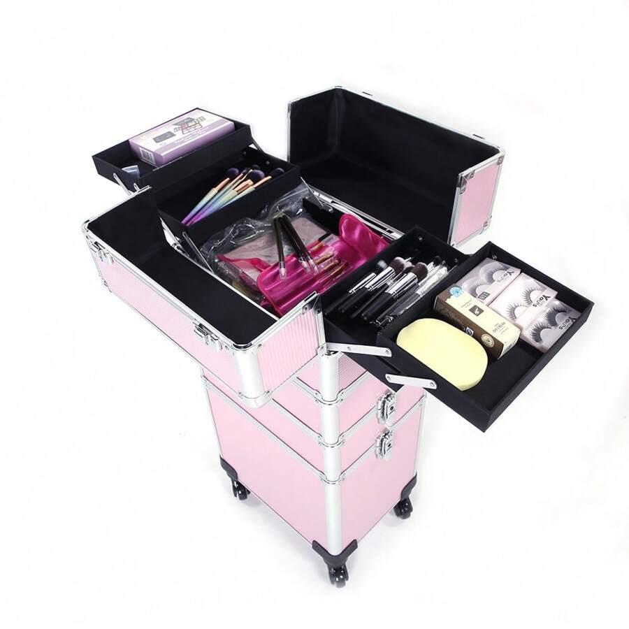 SYMCAVE 4 In 1 Aluminum Cosmetic Makeup Case Tattoo Box Pink | SHEIN ITALIA