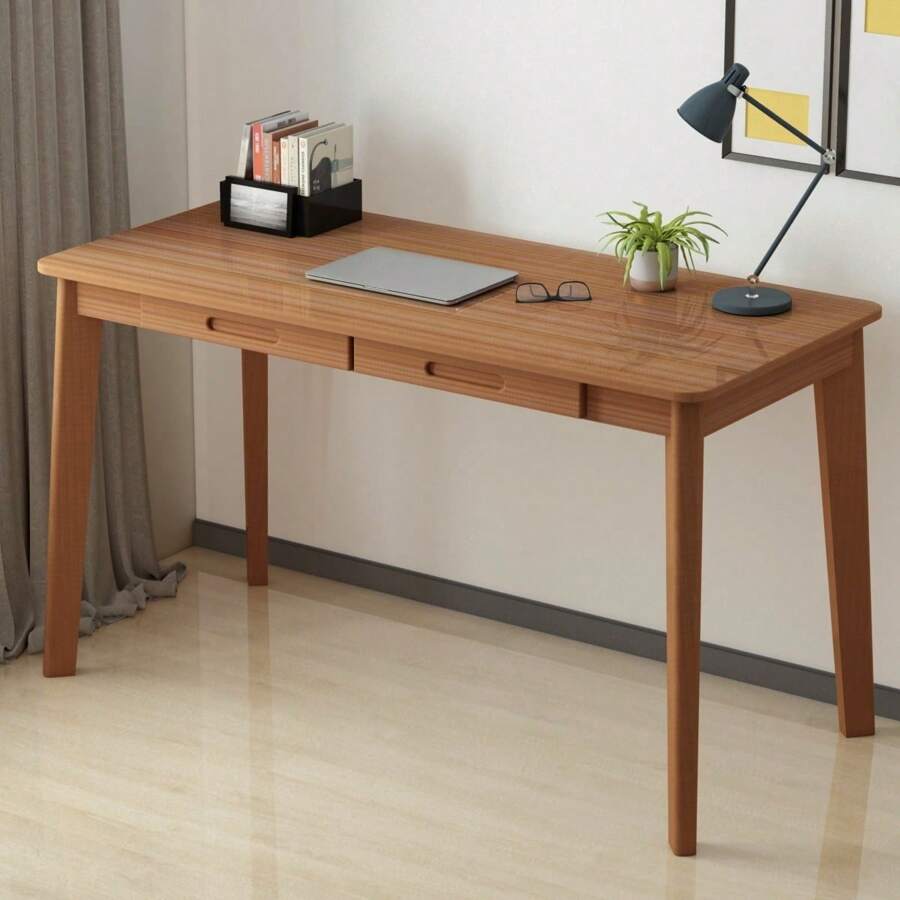 Solid Wood Leg Computer Desk Office Computer Desk Wood Writing Gaming ...