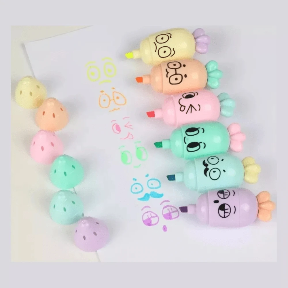 Set Of 12 Carrot-Shaped Markers – 6 Cm, Multicolor, With Funny Faces ️ ...