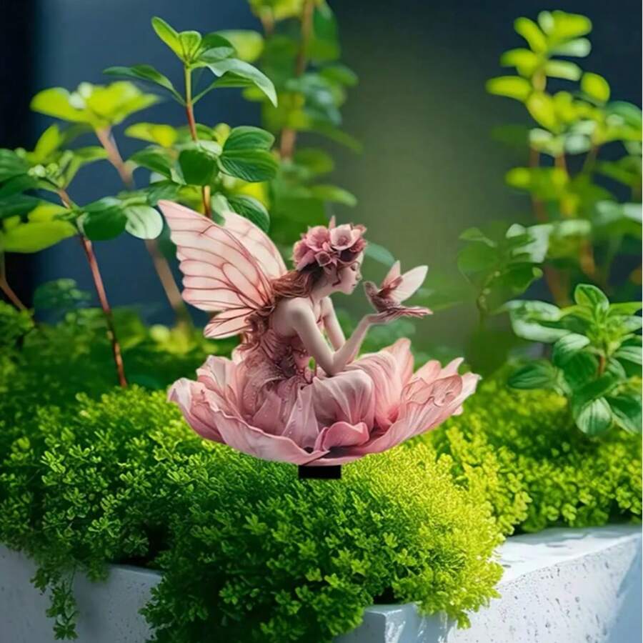 1 Piece, 2D Plan, Girl Sitting On Lotus Flower Holding Bird Garden ...