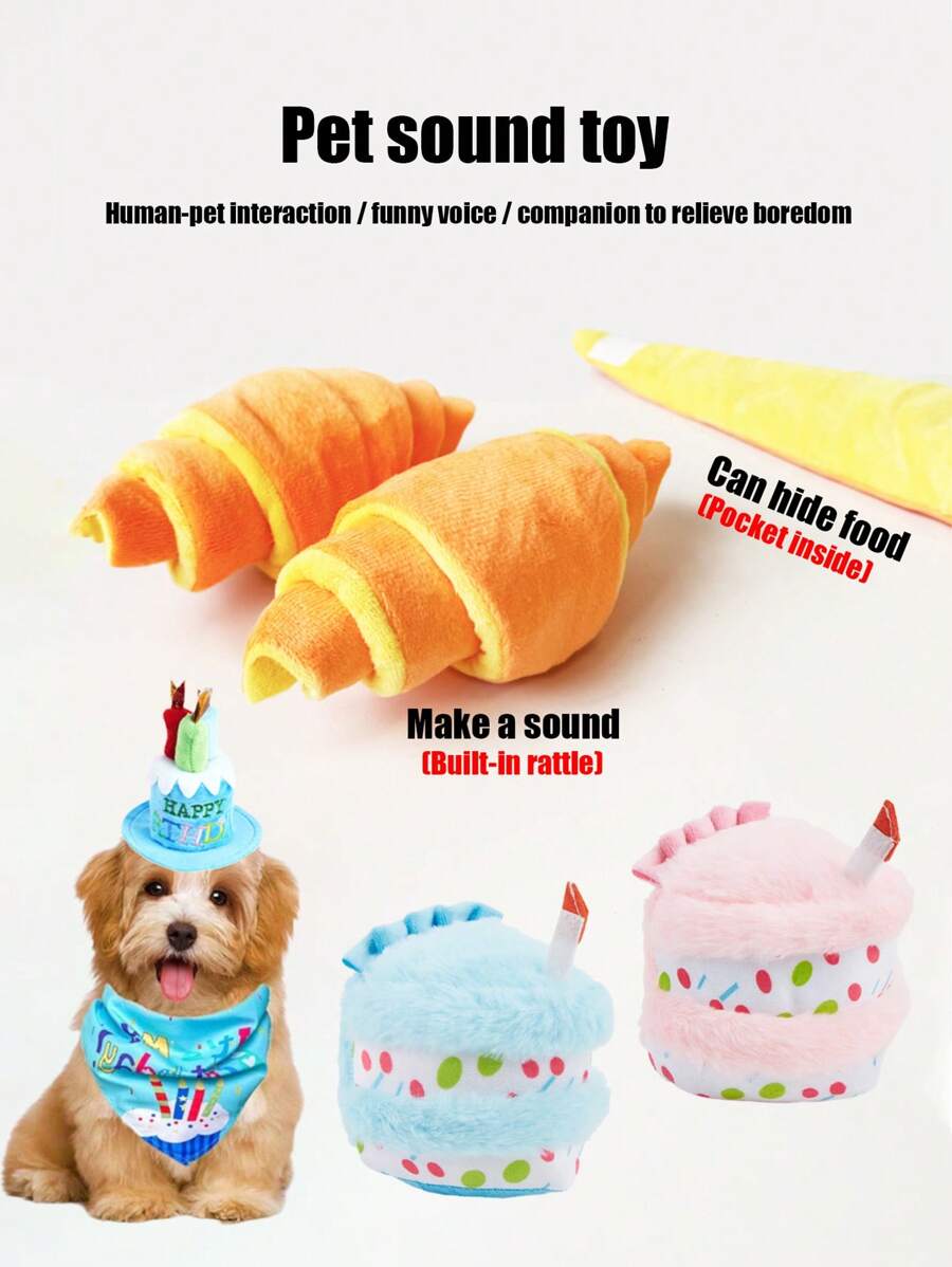 1pc Best-Selling Pet Sound Toy, Dog Toy Croissant Hidden Food Sniff ...