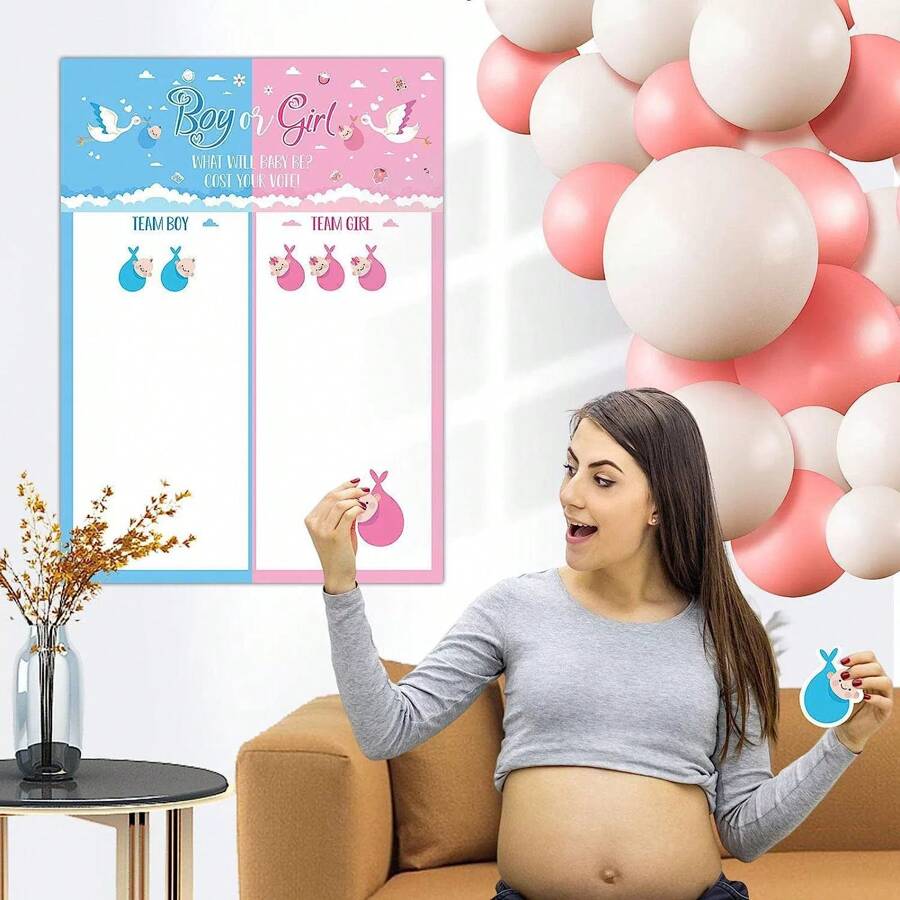 Gender Reveal Poster Stickers, Boy Or Girl Gender Prediction Reveal ...