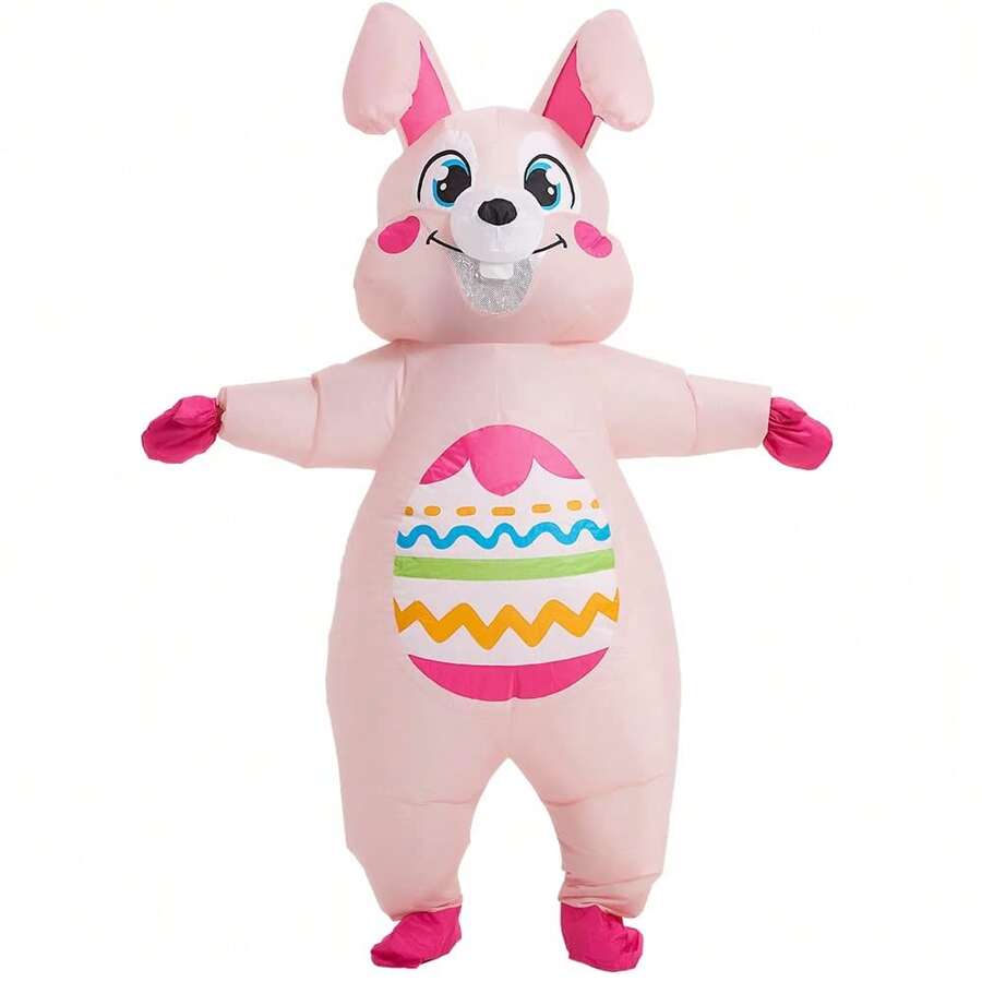 Easter Bunny Costume Adult Bunny Inflatable Costume Full Body Pink ...