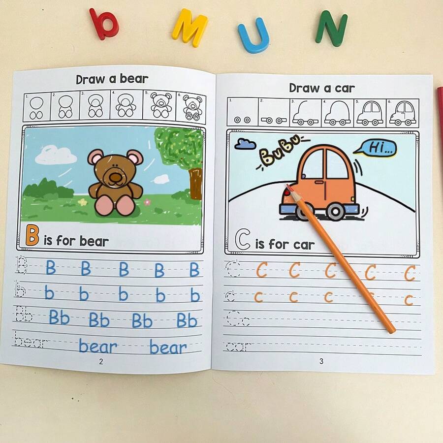 Lachilly ילדים אלפבית ספר עבודה (28 עמודים) לימוד אנגלית ABC אותיות ...