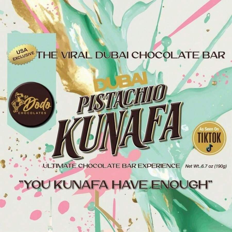OCEANB Viral Dubai Milk Chocolate Pistachio Kunafa Ultimate Chocolate Bar Experience Dessert ...