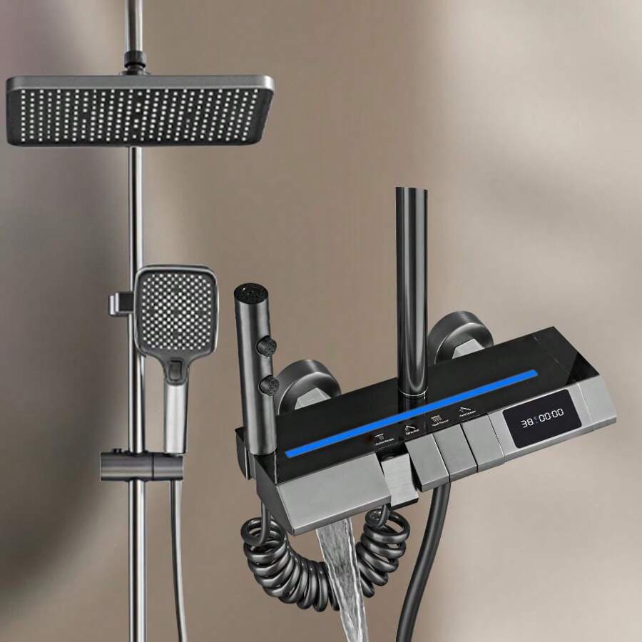 Smart Digital Display Thermostatic Shower System Set With LED ...