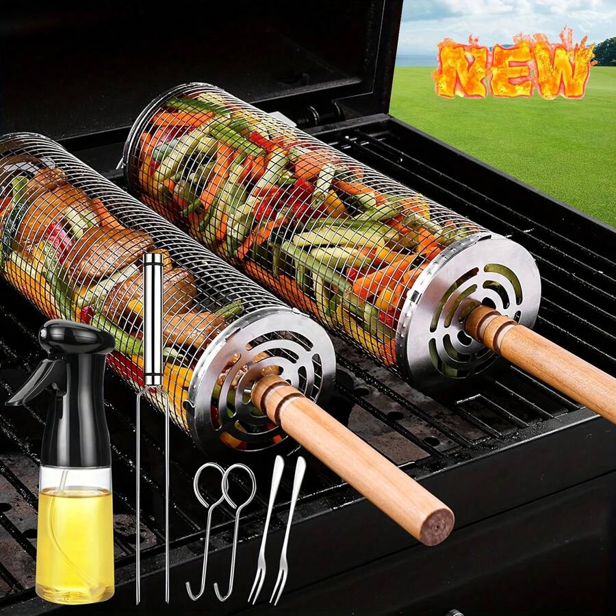 1 Set 10-In-1 Stainless Steel BBQ Grill Cage - Perfect For Outdoor ...