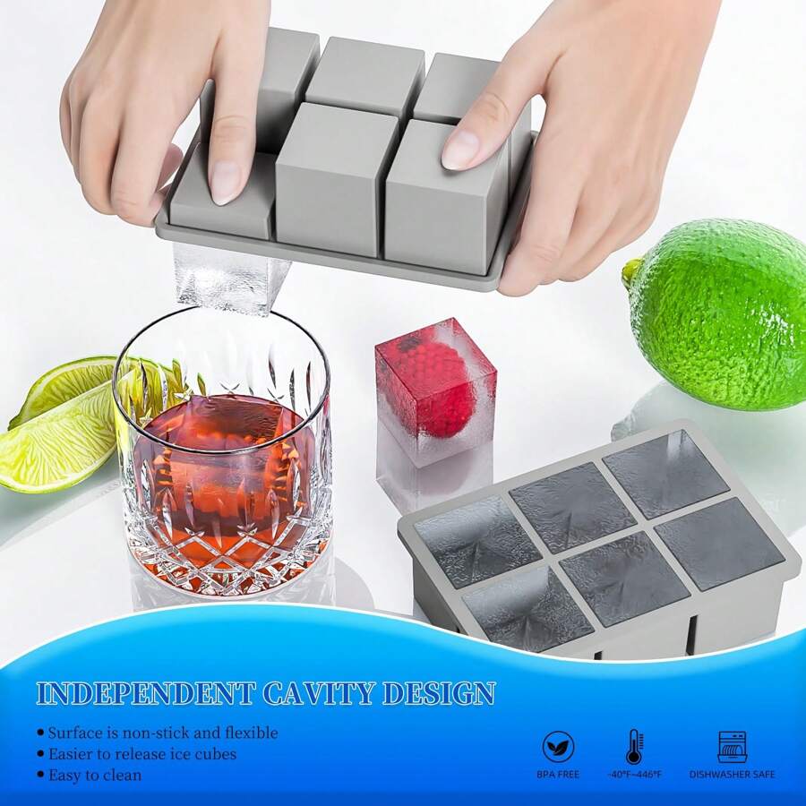 Silicone Ice Cube Tray , Large Ice Cube Molds , Big Square Ice Maker ...
