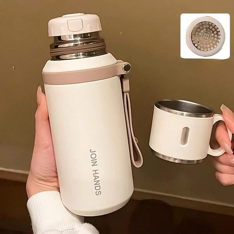 600ml 21 Oz Large Capacity 316 Stainless Steel Vacuum Bottle, Cap & Cup ...