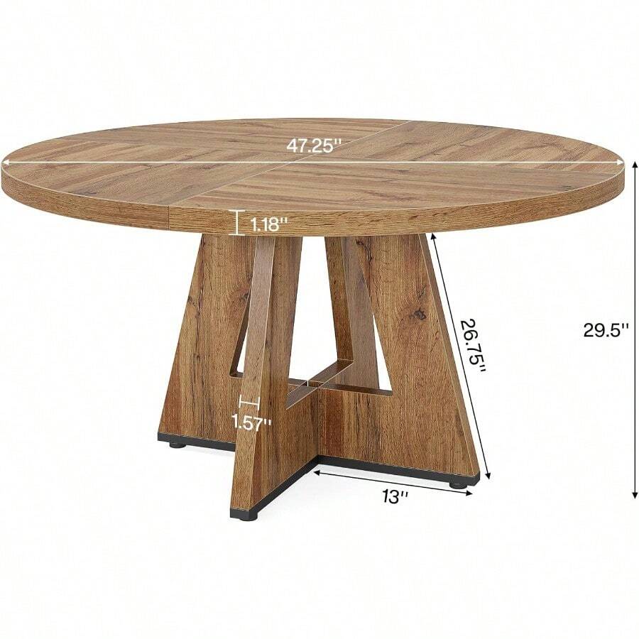 47-Inch Round Conference Table For 4-6 People, Wooden Meeting Room ...