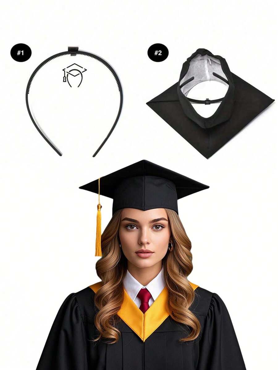 2pcs/1pc-Black Headband Graduation Cap Holder, Graduation Cap Headband ...