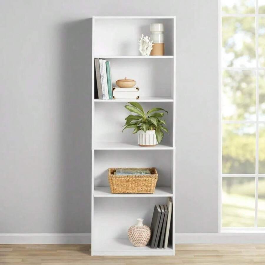 Mainstays 5-Shelf Bookcase With Adjustable Shelves, White - Perfect For ...