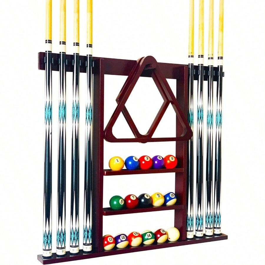 Wall Mount Pool Cue Stick Holder Hold 8 Cues Pool Stick Holder Billiard ...