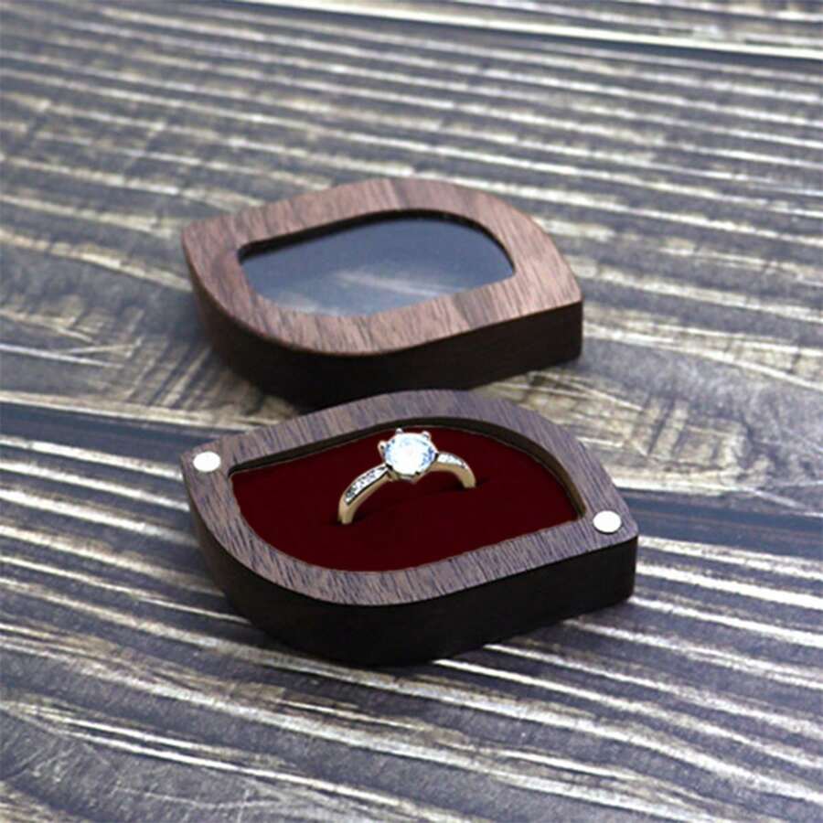 Wooden Ring Box Leaf Shaped Ring Jewelry Box Engagement Ring Box For ...
