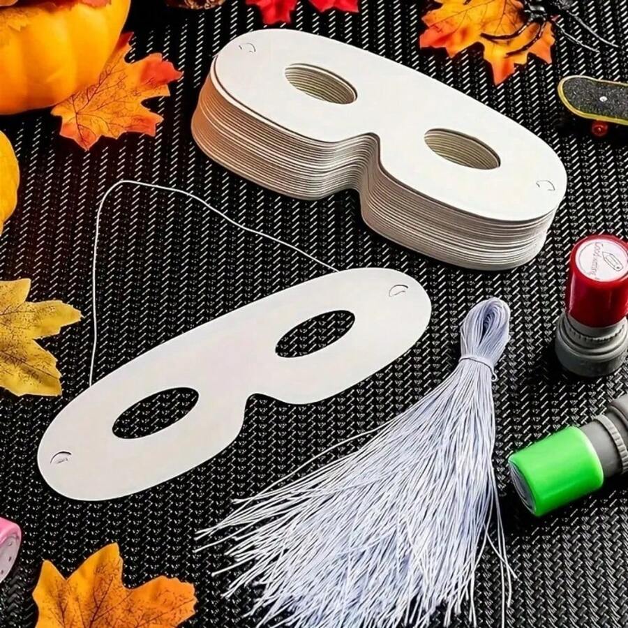 5/10/15/20 Pcs White Paper Eye Masks With Elastic Strap - DIY Blank ...