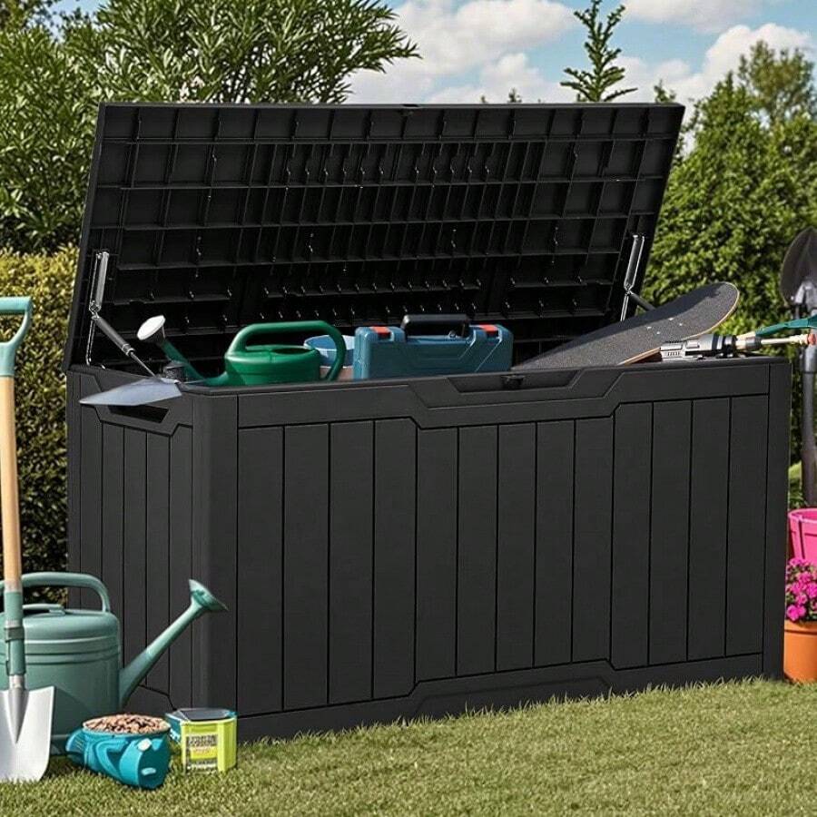 80 Gallon Resin Deck Box, Weather Resistant Outdoor Storage Box ...