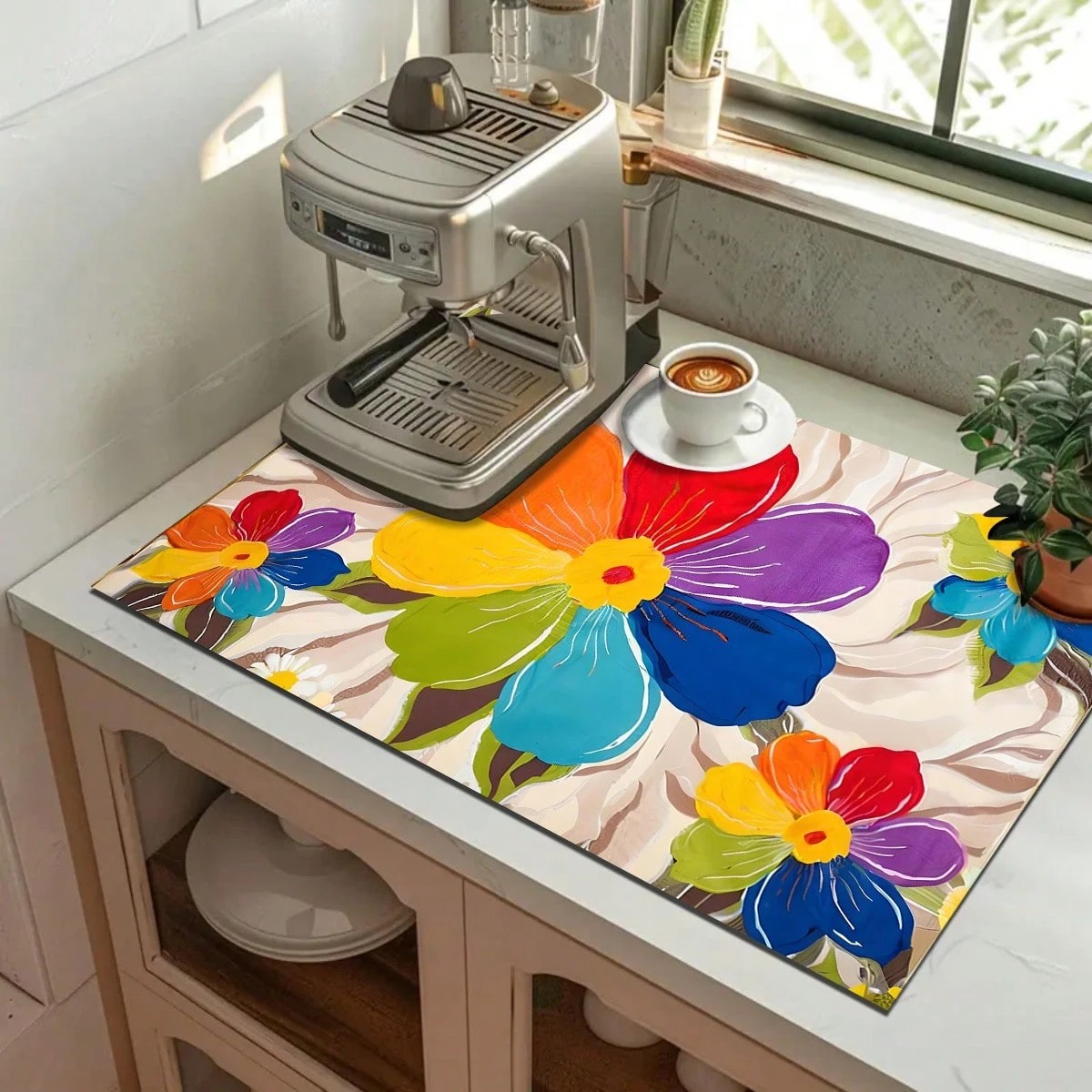 1pc Printed Absorbent Pad/Drying Mat For Coffee Maker, Tableware - High ...
