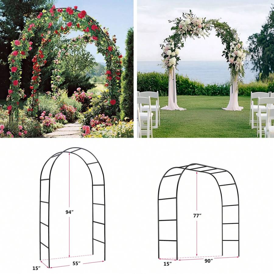 Outdoor Garden Arch Trellis, Sturdy Steel Arbor For Climbing Plants ...