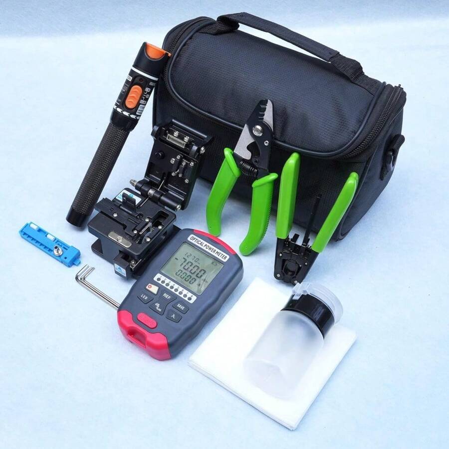 QIIRUN FTTH Fiber Optic Termination Tool Kit With Optical Power Meter ...