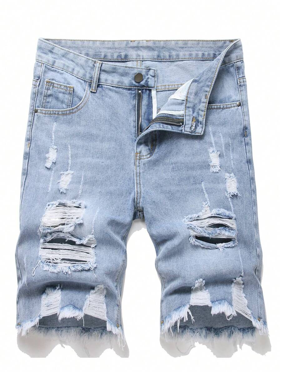 Heren zomer casual gescheurde denim shorts Jorts, Emo-stijl | SHEIN ...