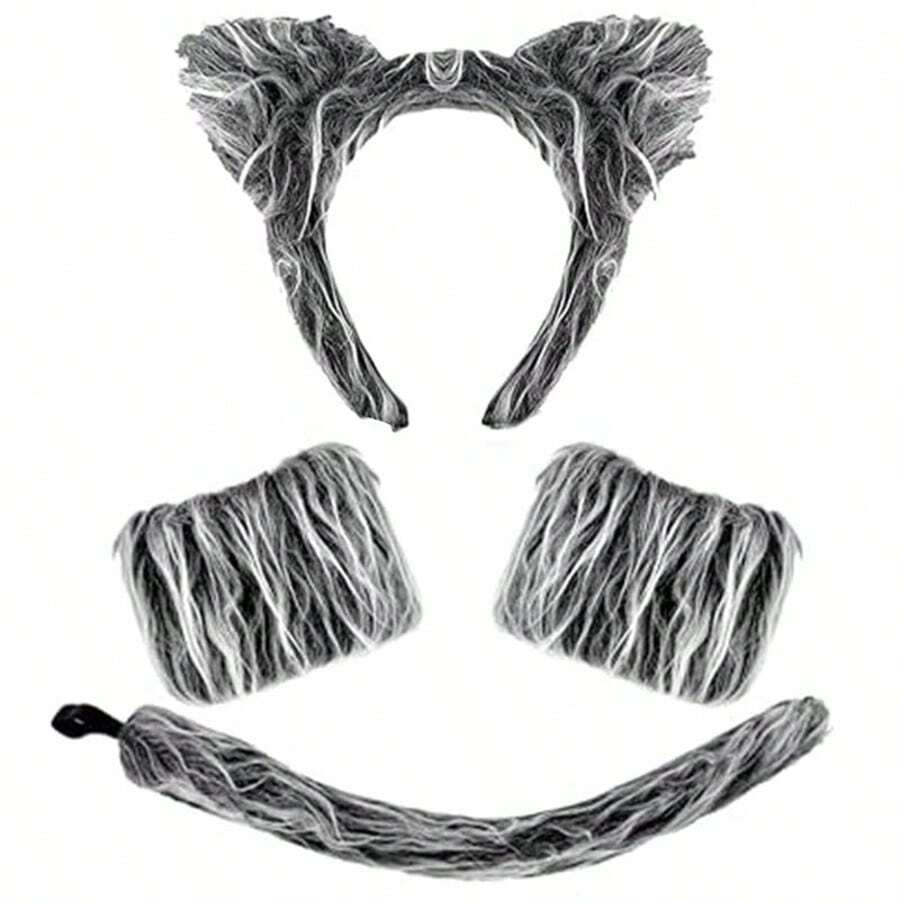 1 Set Animal Wolf Theme Party Gray Wolf Costume Accessory Set, Suitable ...