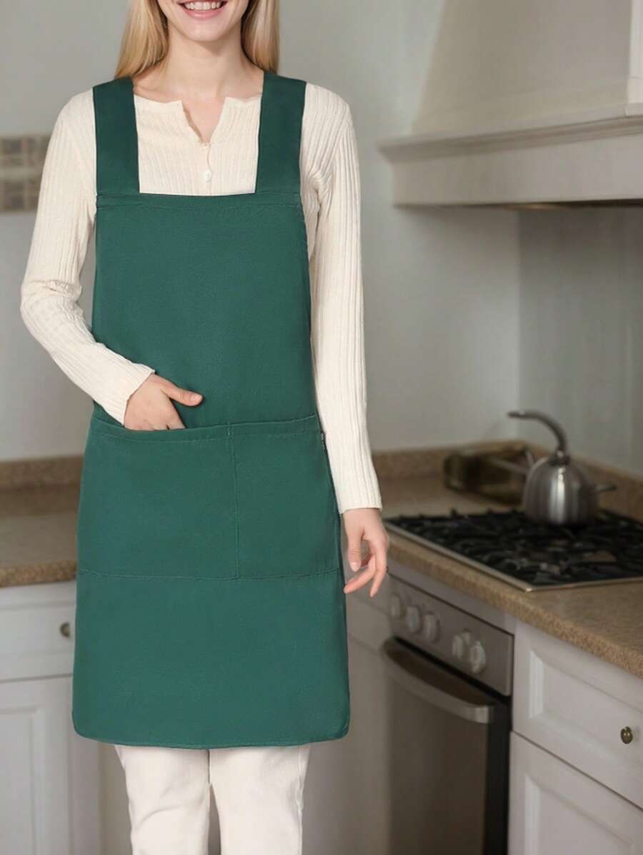 2pcs Apron Set, Available In Olive Green, Orange, And Coffee Color ...