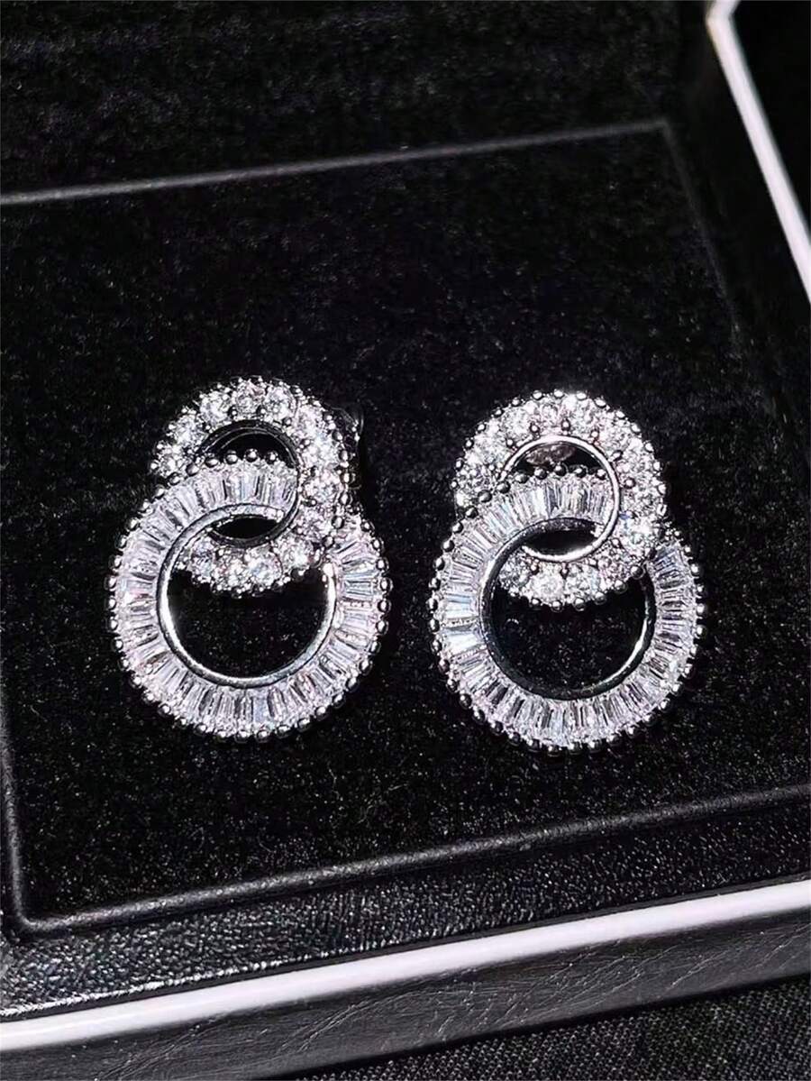 1 Pair Fashionable Rhinestone Encrusted Infinity Symbol Stud Earrings ...