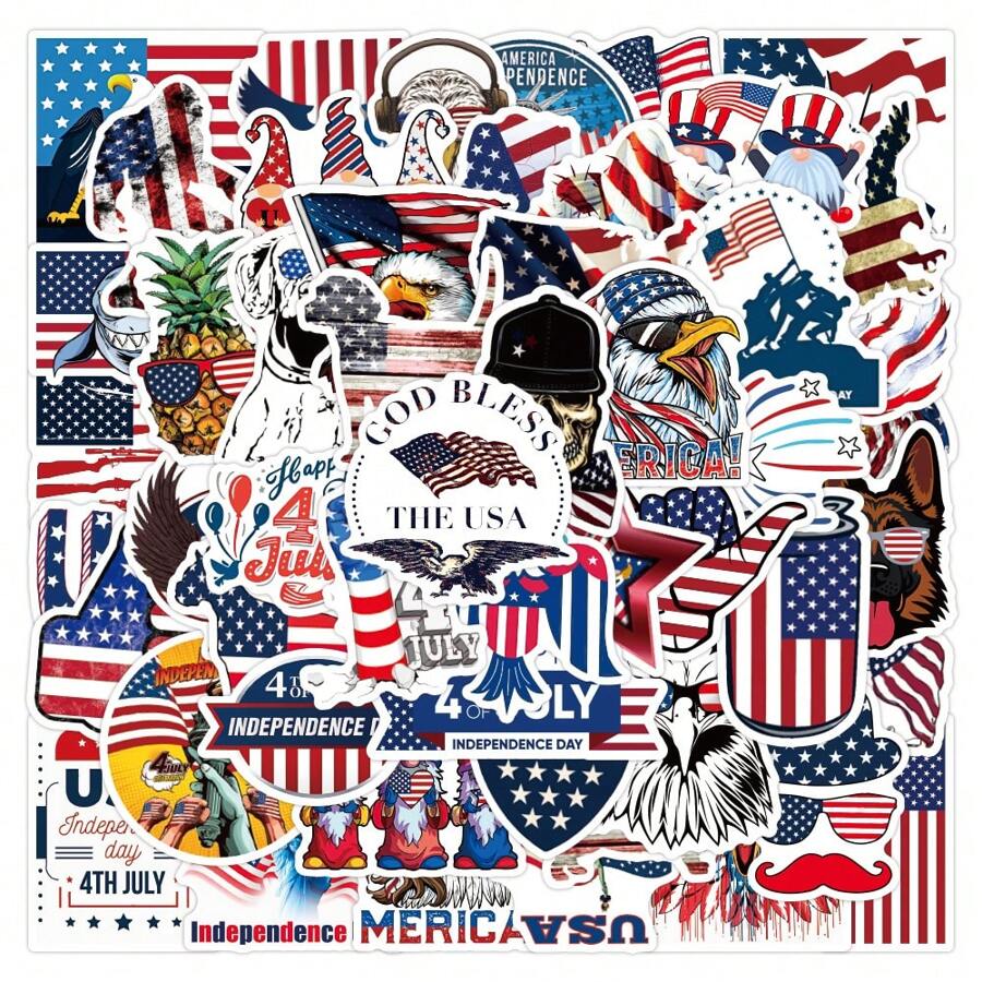 50PCS Independence Day Stickers Vinyl Aesthetics Stickers Scrapbooking ...
