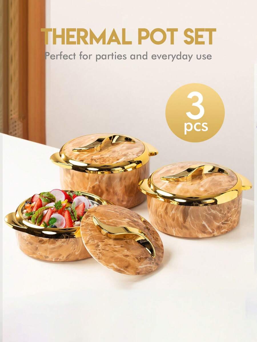 3pcs, Golden Touch Food Warmer, Thermal Casserole Dish Set With Lids ...