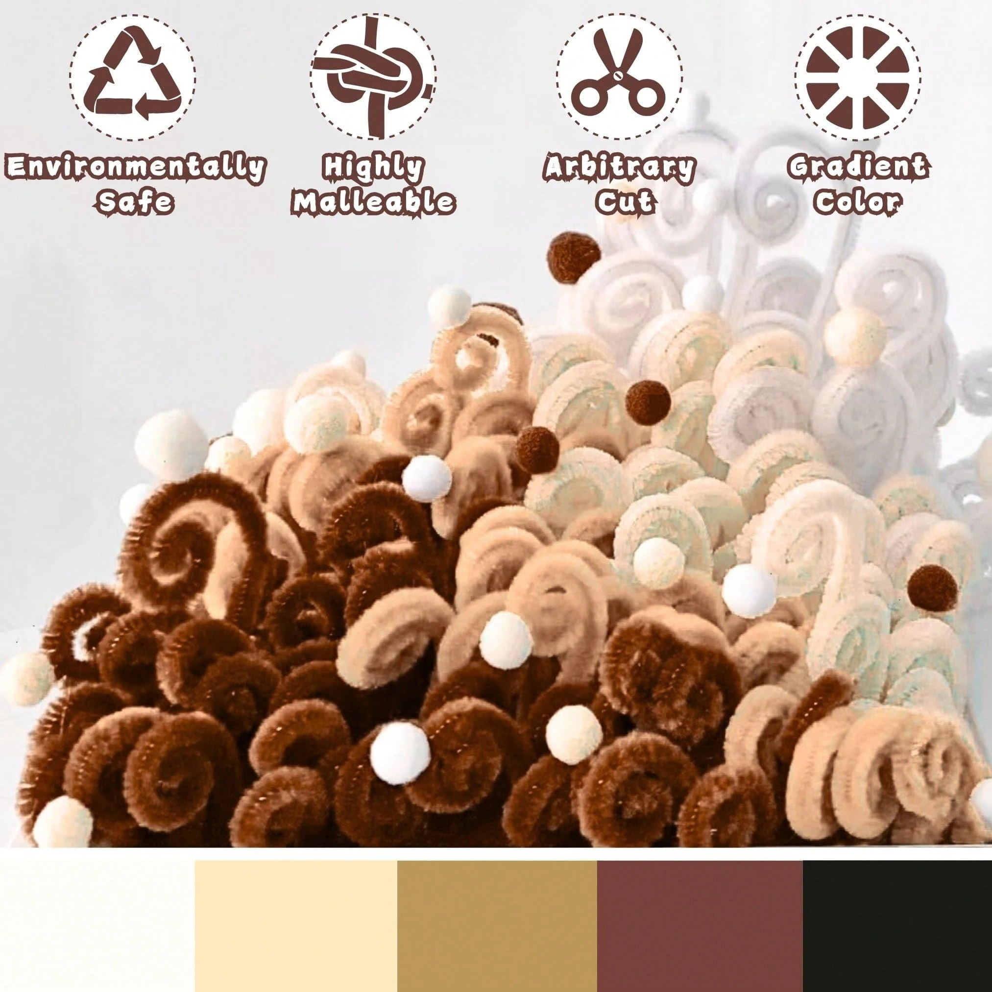 300 Pcs Brown Chenille Stems Collection - Chenille Stems For Crafts For ...