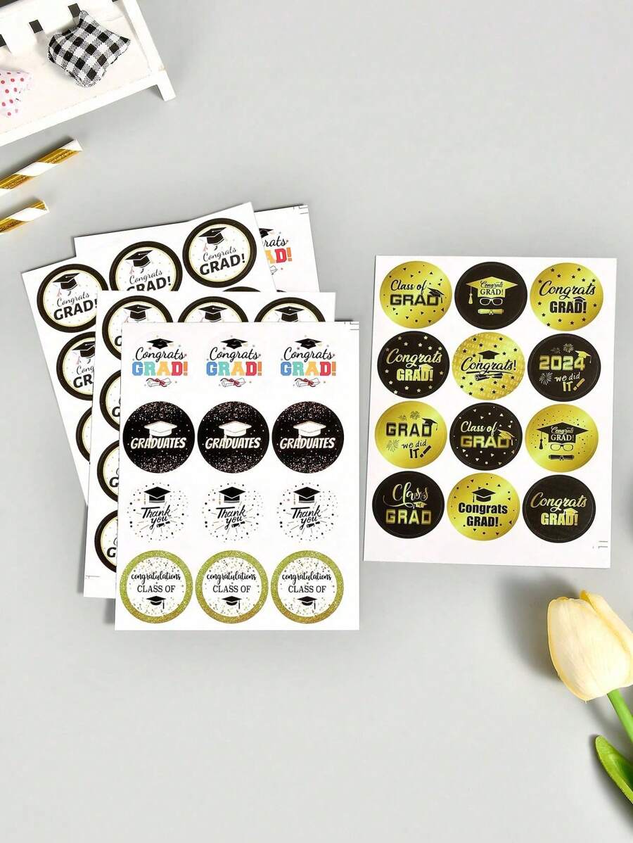120PCS Graduation Round Stickers, Class Of 2025 Graduation Gift Tags ...