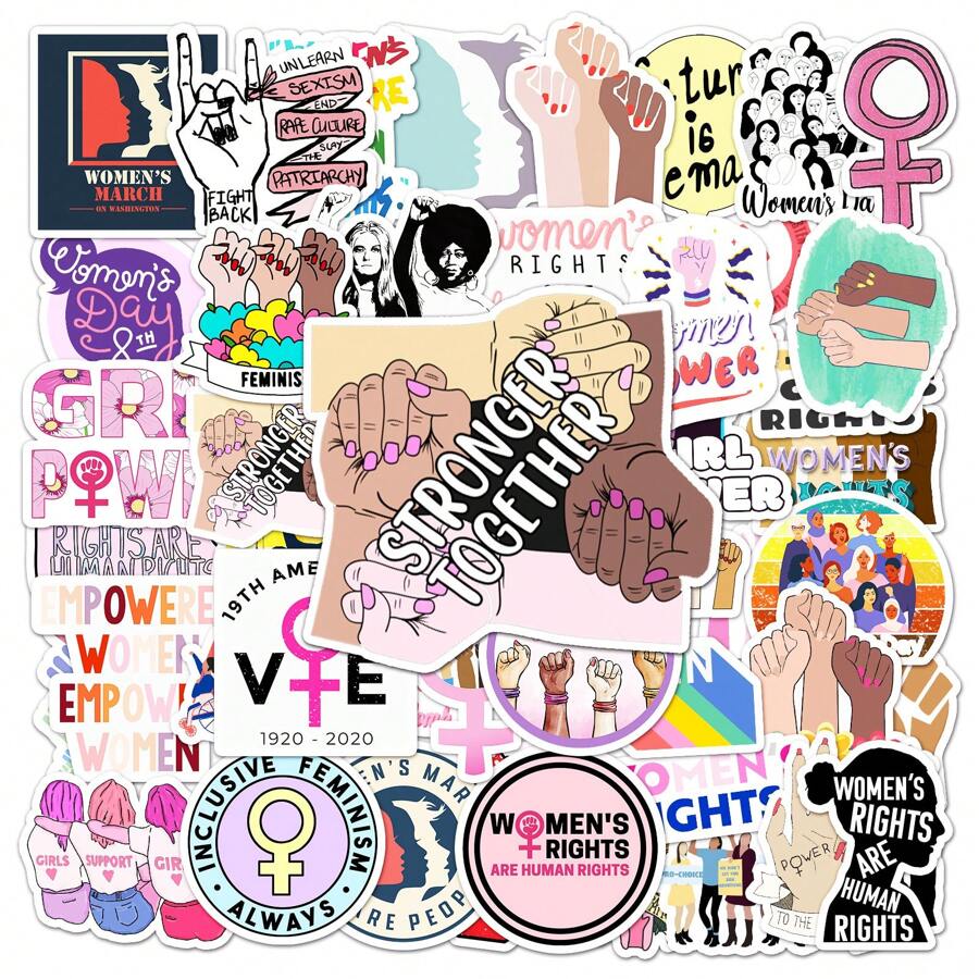 50Pcs Inspirational Stickers Pack, Girl Power Rights Feminism Colorful ...