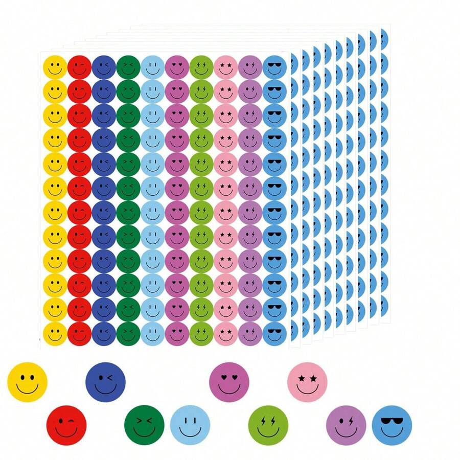 1200-3600 School Reward Behavior Table Happy Smiling Face Stickers ...
