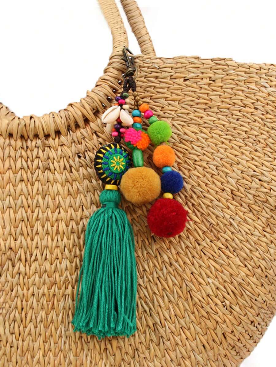 1pc Bohemian Style Tassel Keychain, Vintage Colorful Tassel Keychain ...
