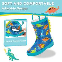 FUNCOO PLUS Toddler Rain Boots Kids Waterproof Rubber Boots For Boys ...