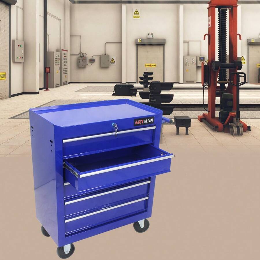 5 Drawer Rolling Tool Box With Wheels,Toolbox With Wheels For Garage ...