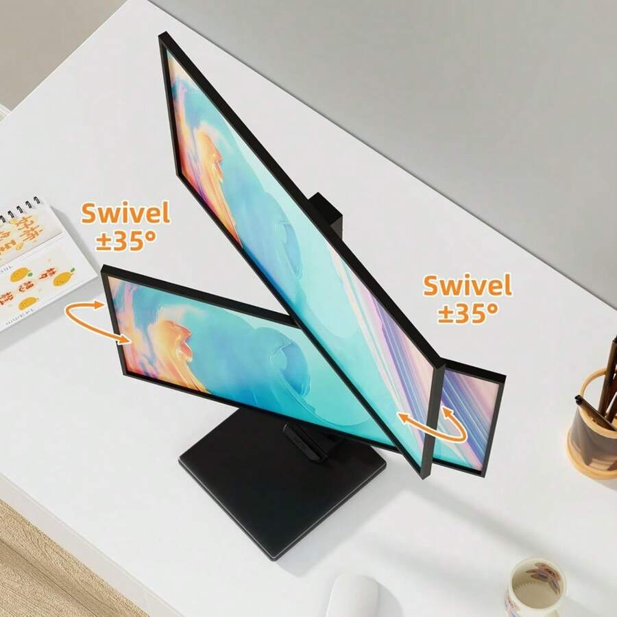 Dual Monitor Stand With Base- Vertical Stack Screen Free-Standing ...