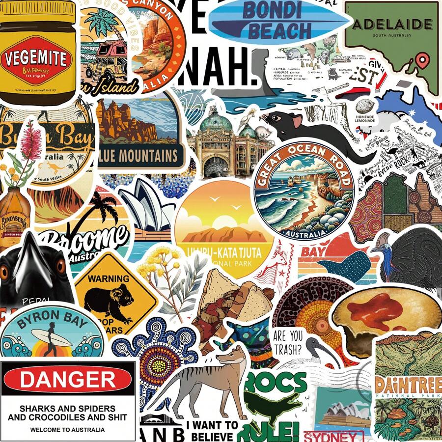 50PCS 50Pcs Australia Stickers Vinyl Aesthetics Stickers Scrapbook ...