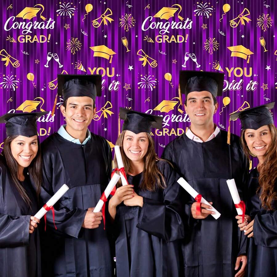 Graduation Decorations Class Of 2025, 2 Packs Foil Fringe Curtains Blue ...