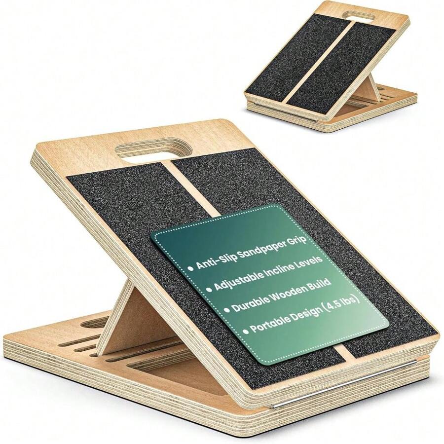 Calf Stretcher - Slant Board For Calf Stretching, Wooden, Portable Calf ...