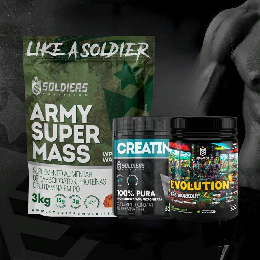 SOLDIERS NUTRITION Kit: Hypercaloric Army Super Mass - 3Kg + Creatine ...