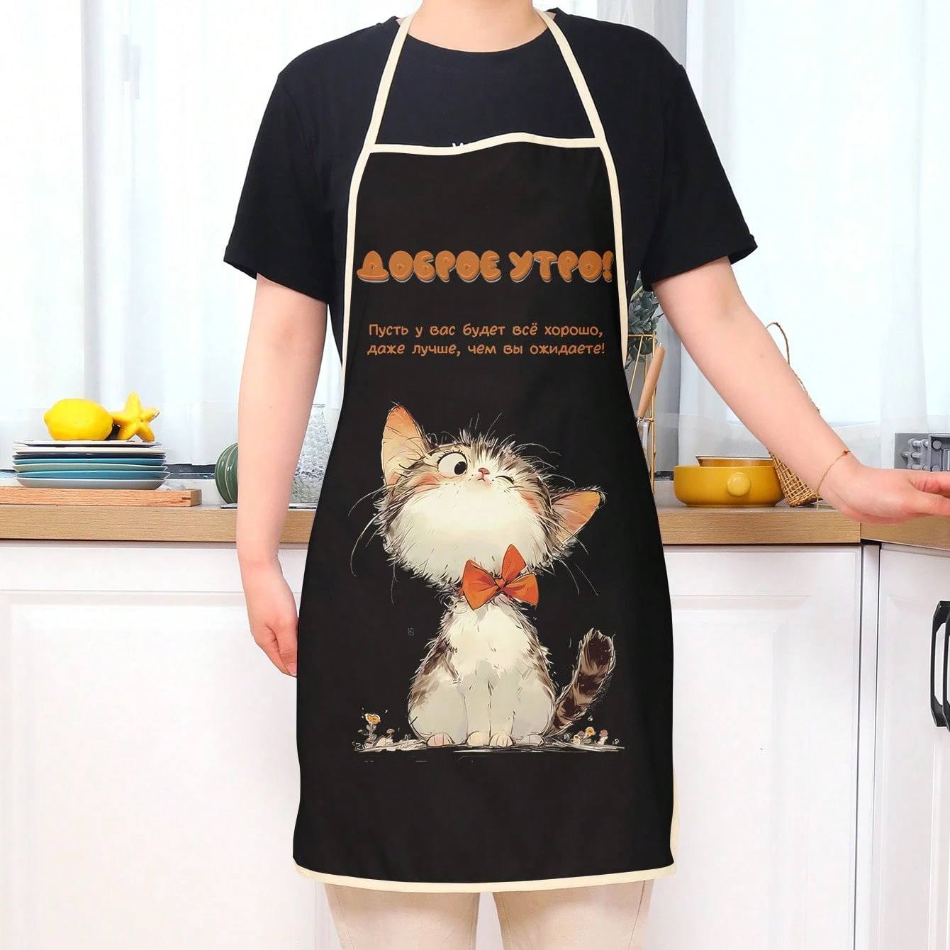 1 Piece Creative Cat Element Print Apron Makes You Unique And Stylish ...