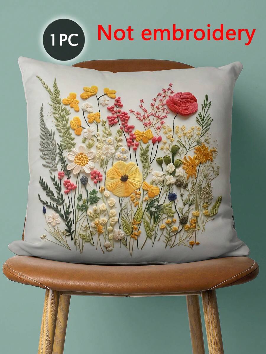 1pc, Three Dimensional Creative Flowers Pattern Digital Printed Pillow ...