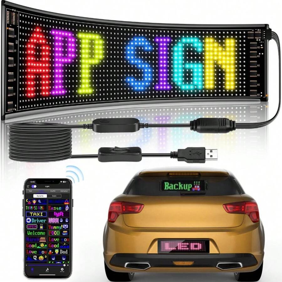 Schermo LED per auto con schermo LED morbido multicolore, schermo ...