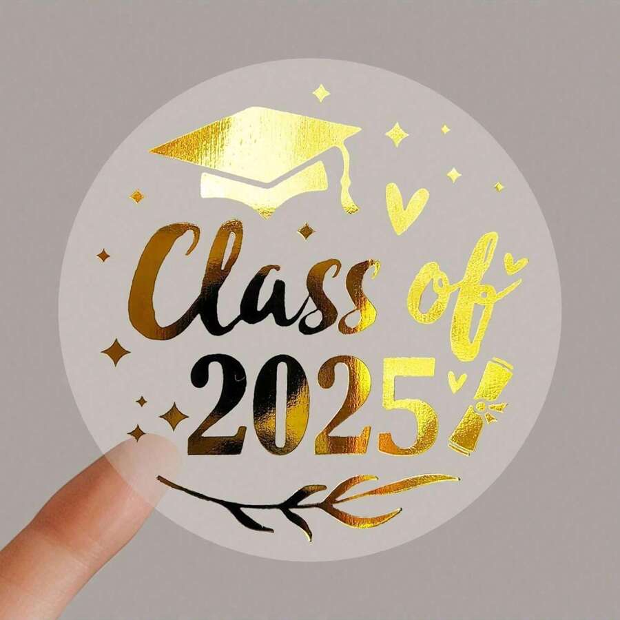 10/20/30pcs Graduation Stickers Graduate Of 2025 Transparent Gold Foil ...