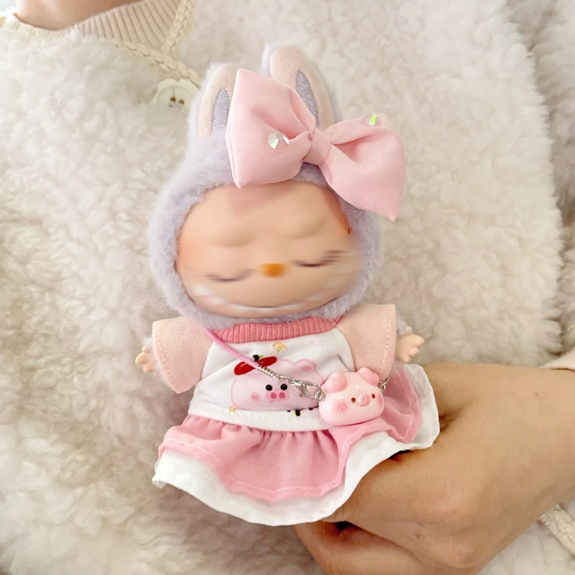 Blind Box Labubu Doll Clothes, 1st & 2nd Gen, Cute Pink Pig Outfit for ...