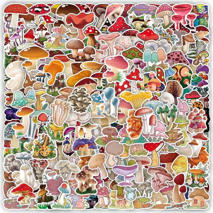 200PCS Cute Mushroom Stickers Vinyl Aesthetics Stickers Scrapbook ...