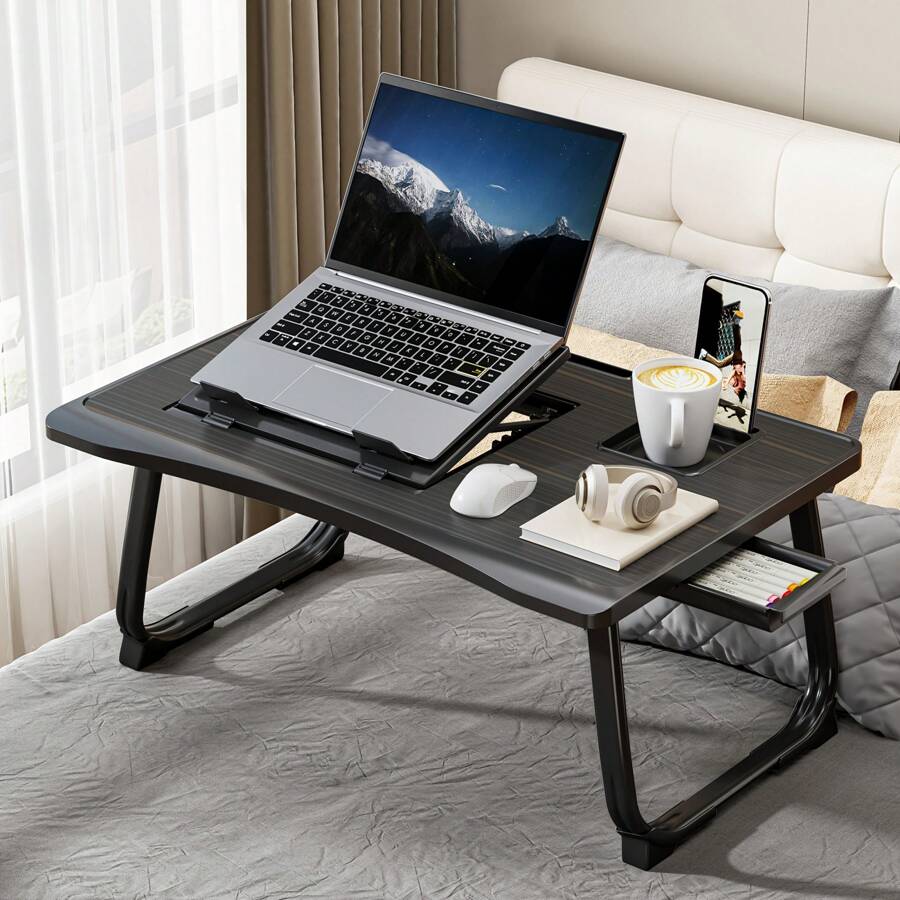 [Foldable Laptop Bed Desk] Portable Adjustable Height Foldable Laptop ...